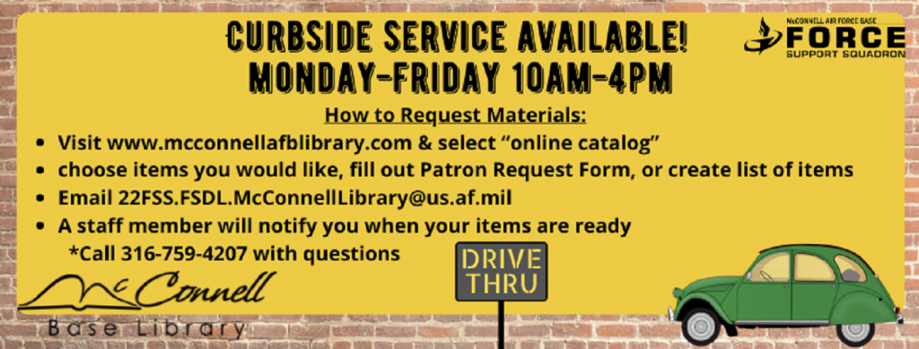 Curbside service is back! M-F (2) - McConnell AFB Library
